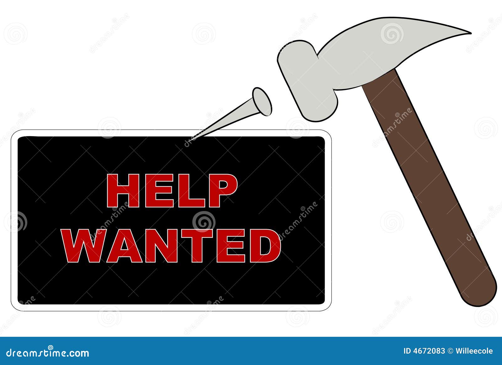 Putting Up Help Wanted Sign Stock Vector - Illustration of promotion ...