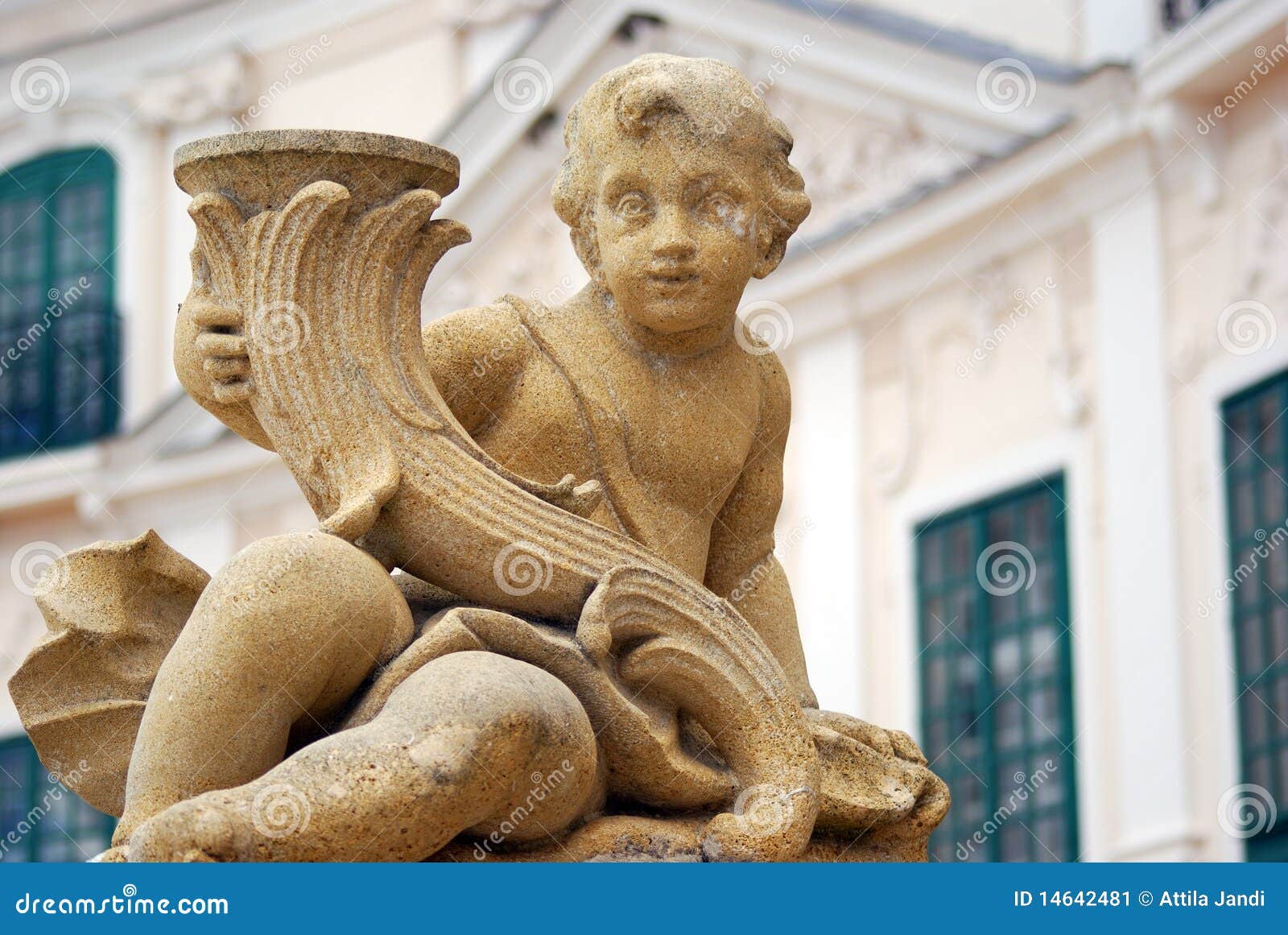 Putto in Esterhazy Castle, Fertod, Hungary Stock Image - Image of cloud ...