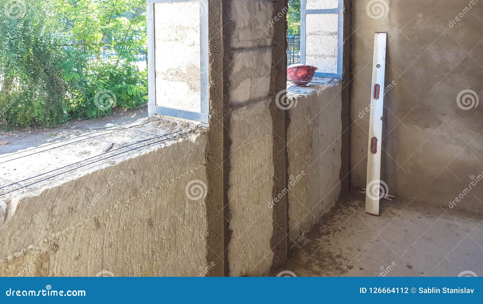 Putty of Concrete Walls at the Construction Site. Stock Photo - Image ...