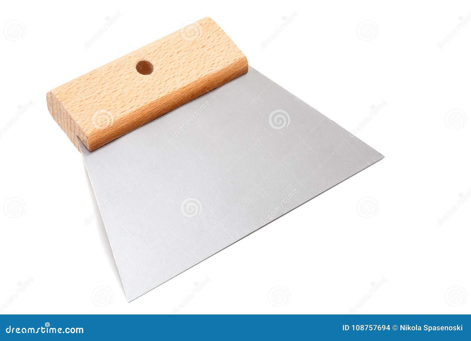 Putty Scraper with Wooden Handle Stock Photo - Image of thin, isolated ...