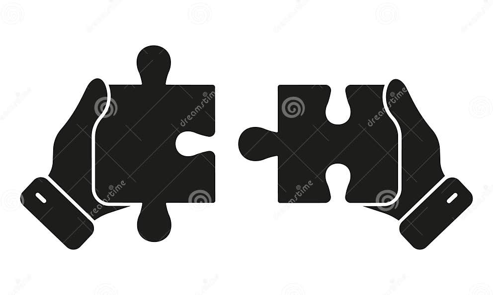 Puzzle Assemble, Game Solution Glyph Pictogram. Collaboration, Teamwork ...