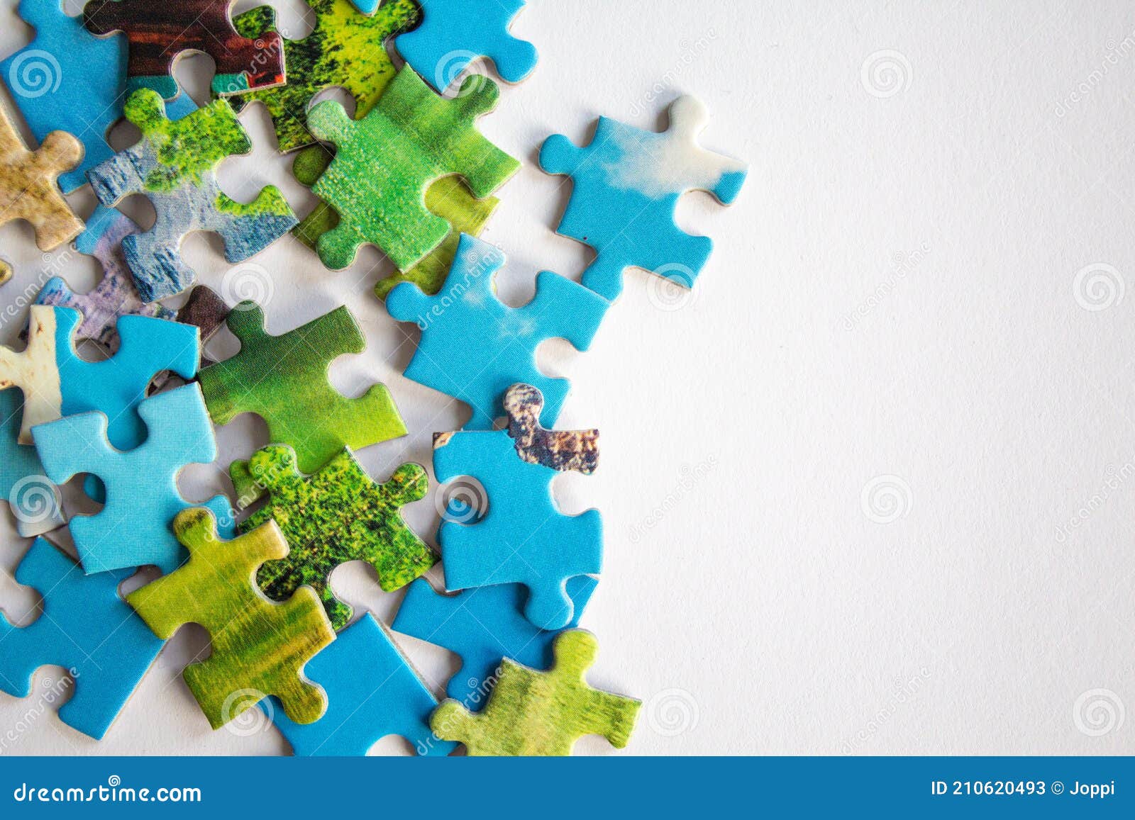 Puzzle. Background with Half Jigsaw Puzzle and Half White Copy Space ...