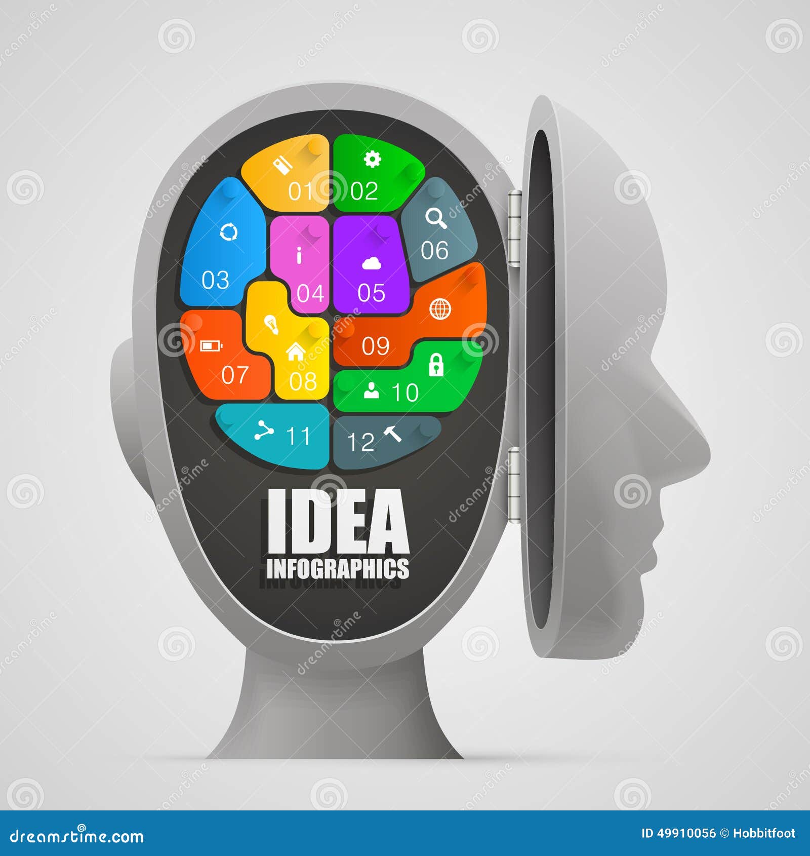 Puzzle Brain in an Open Head Stock Vector - Illustration of open ...