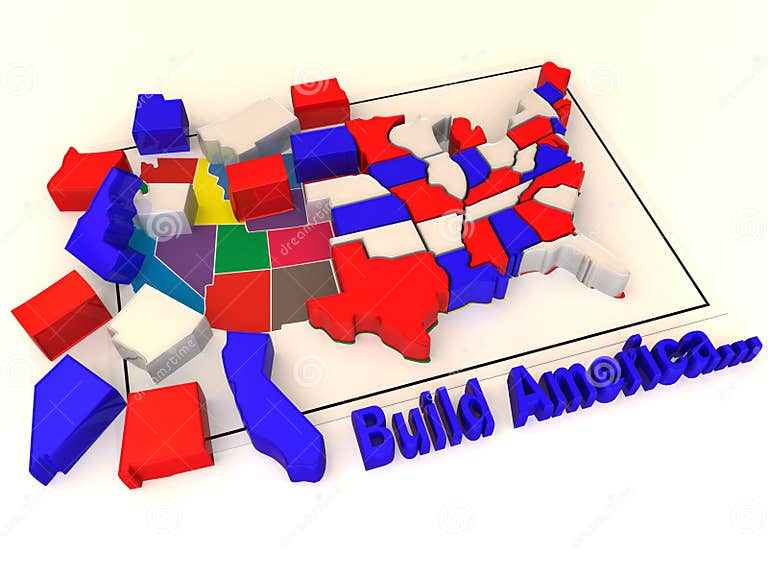 Puzzle build USA stock illustration. Illustration of cartography - 4255110