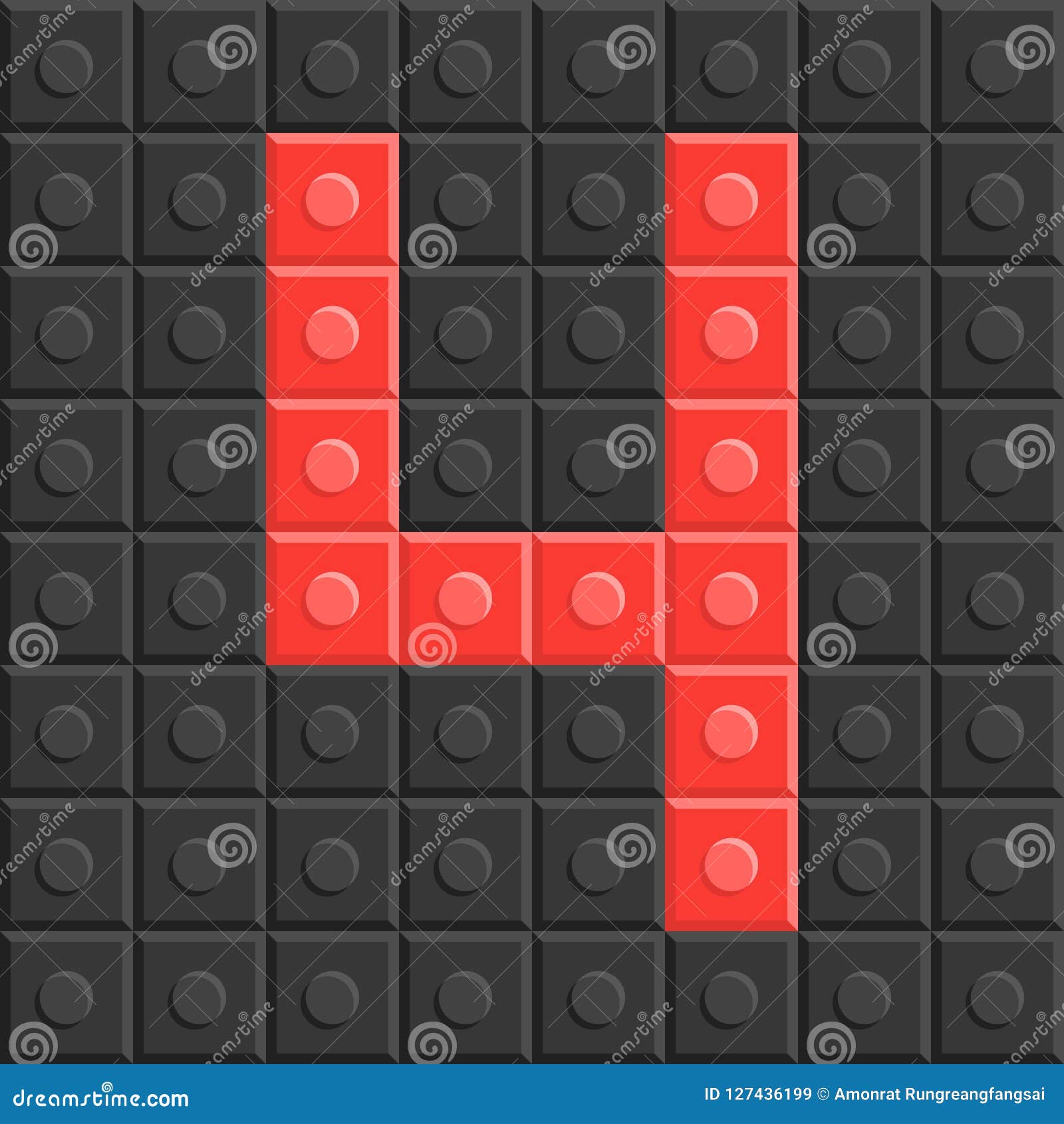 Puzzle Building Blocks Number Four, Flat Design Stock Vector ...