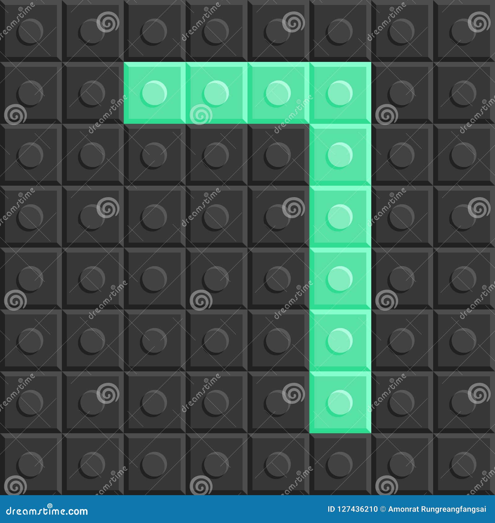 Puzzle Building Blocks Number Seven, Flat Design Stock Vector ...