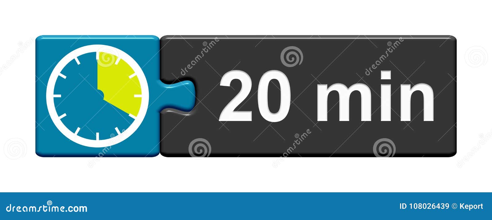 Puzzle Button Blue Grey: 20 Minutes Stock Illustration - Illustration ...