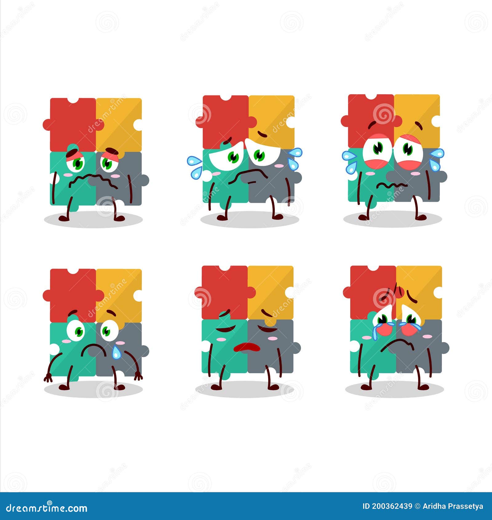 Puzzle Cartoon in Character with Sad Expression Stock Illustration ...