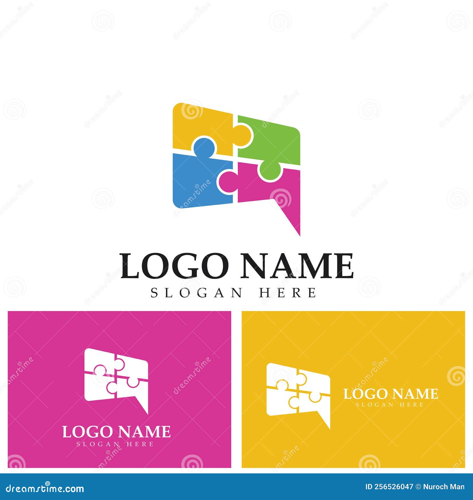 Puzzle Chat Logo Template Illustration. Stock Vector - Illustration of ...