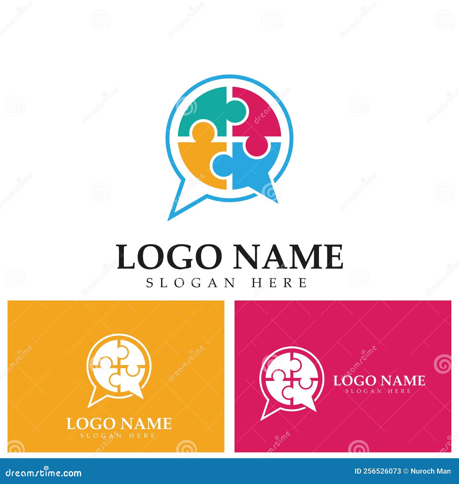 Puzzle Chat Logo Template Illustration. Stock Vector - Illustration of ...
