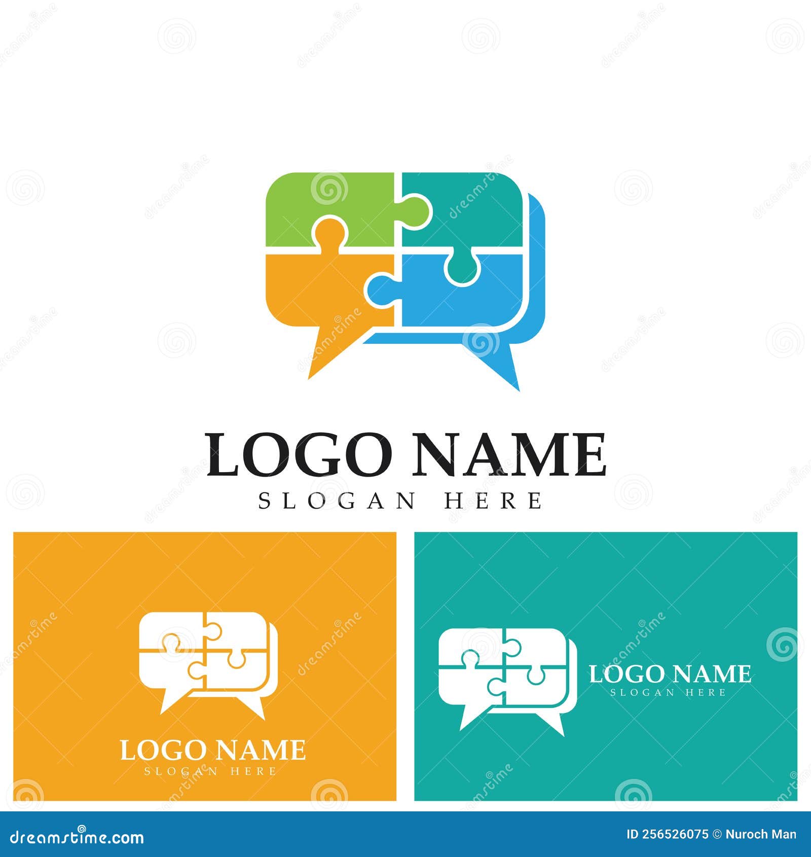 Puzzle Chat Logo Template Illustration. Stock Vector - Illustration of ...