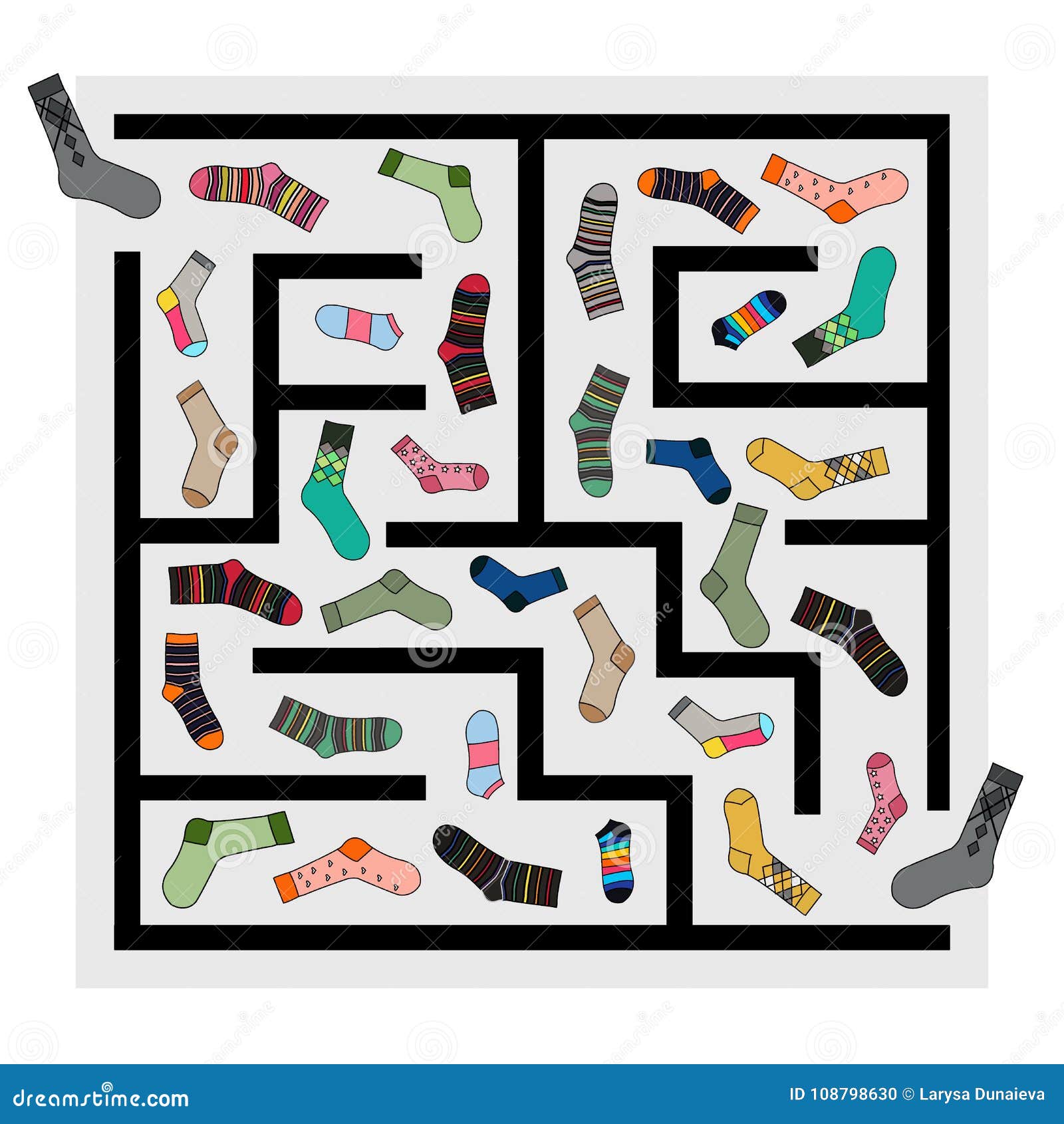 A Puzzle for Children. Find the Second Sock. Stock Vector ...