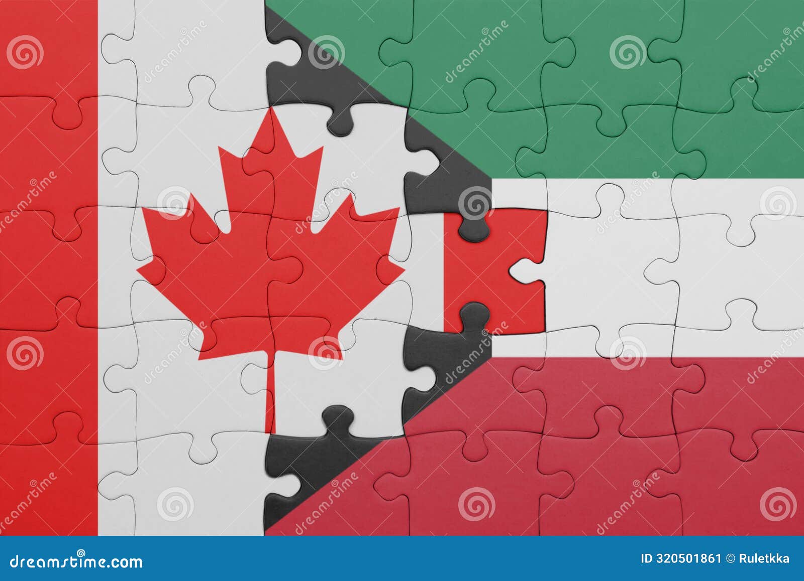 Kuwait And Canada Flags Together Fabric Texture Illustration Stock ...