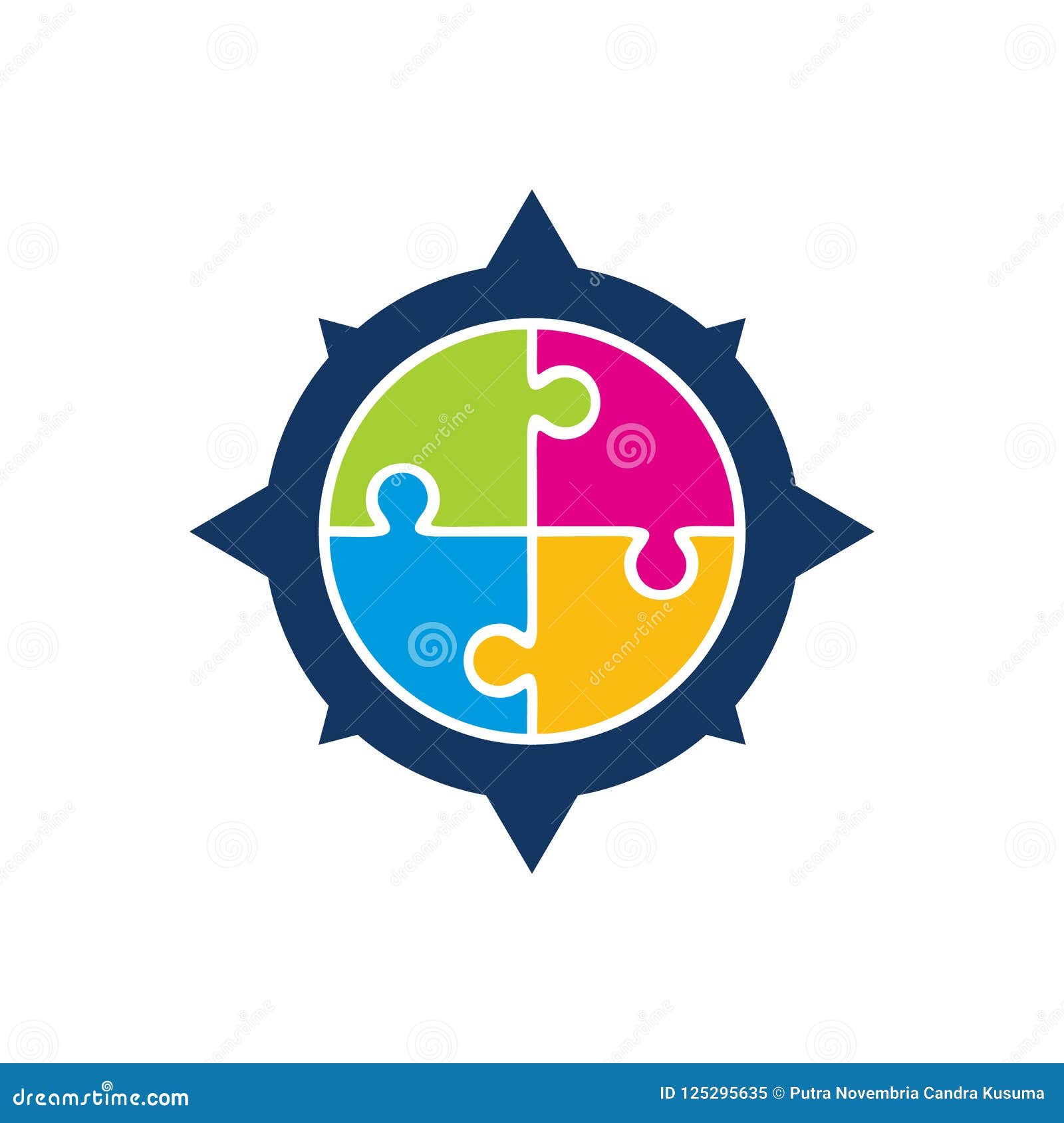 Puzzle Compass Logo Icon Design Stock Vector - Illustration of piece ...