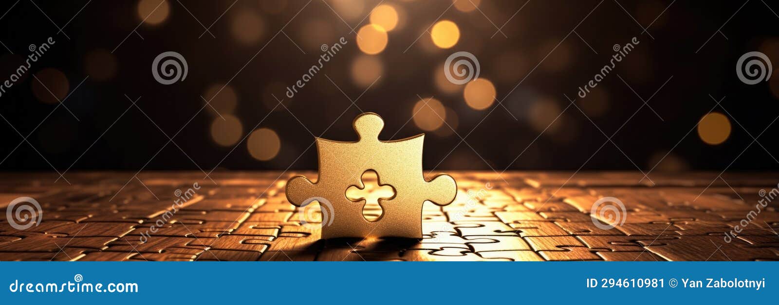 Puzzle Completion a Missing Jigsaw Puzzle Piece with Dramatic Lighting ...