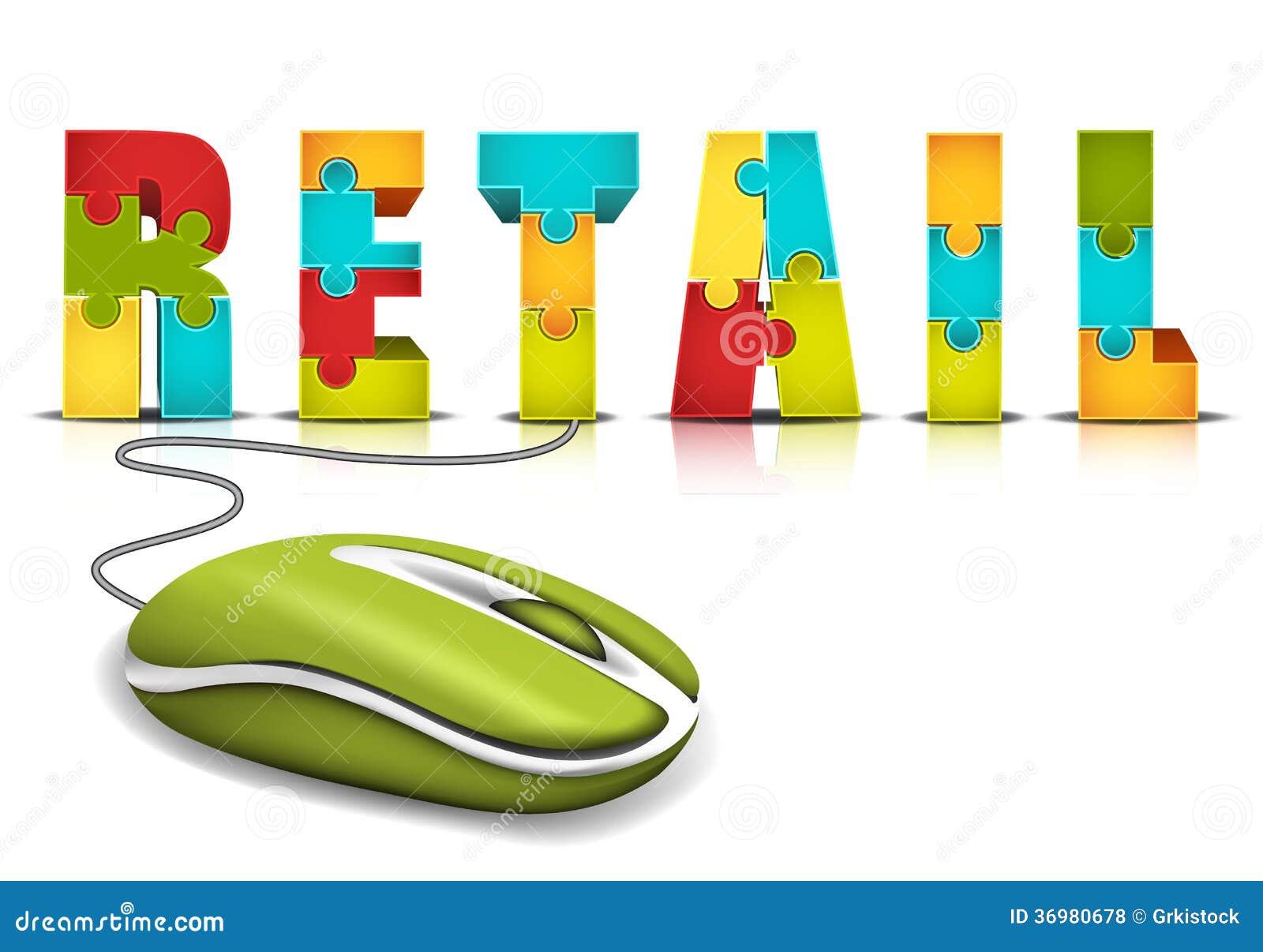 Puzzle and computer mouse stock vector. Illustration of click - 36980678