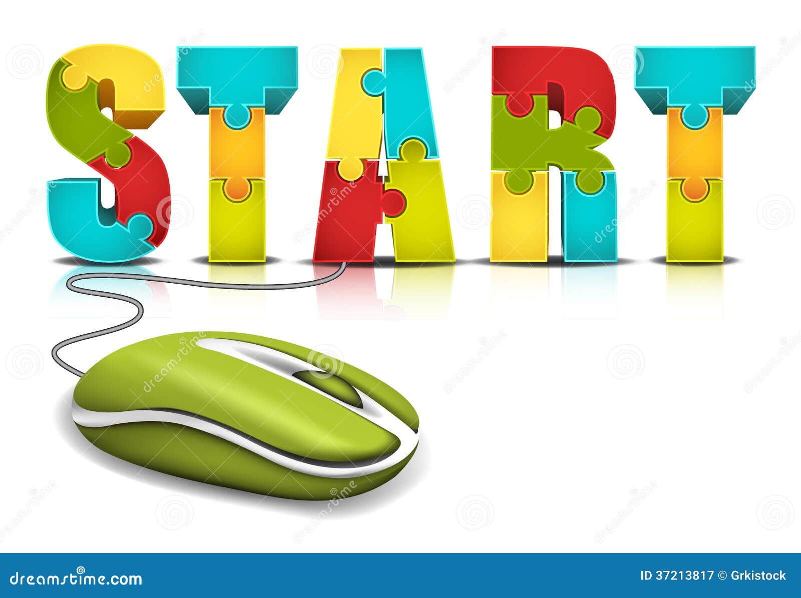 Puzzle and computer mouse stock vector. Illustration of green - 37213817