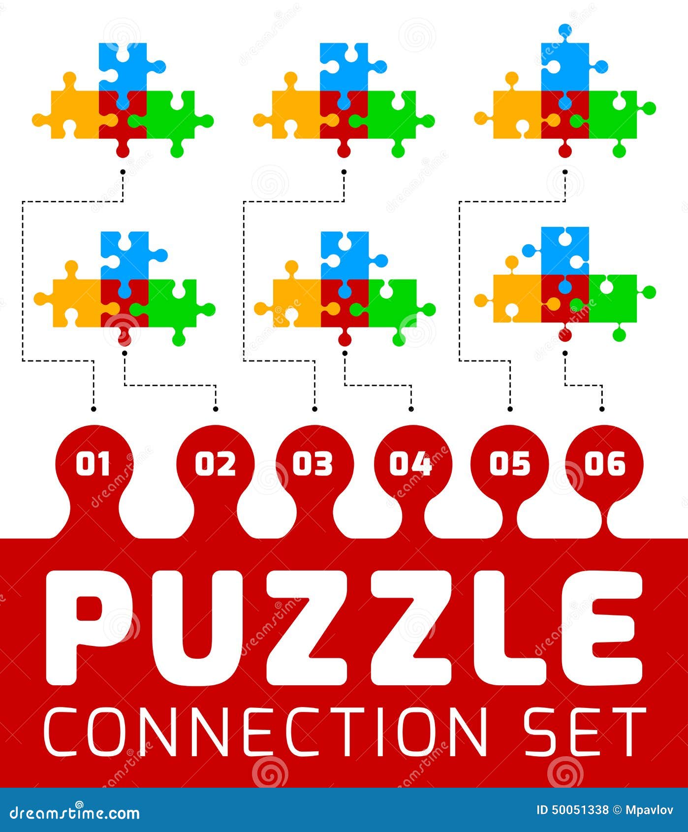 Puzzle connection set stock vector. Illustration of jigsaw - 50051338