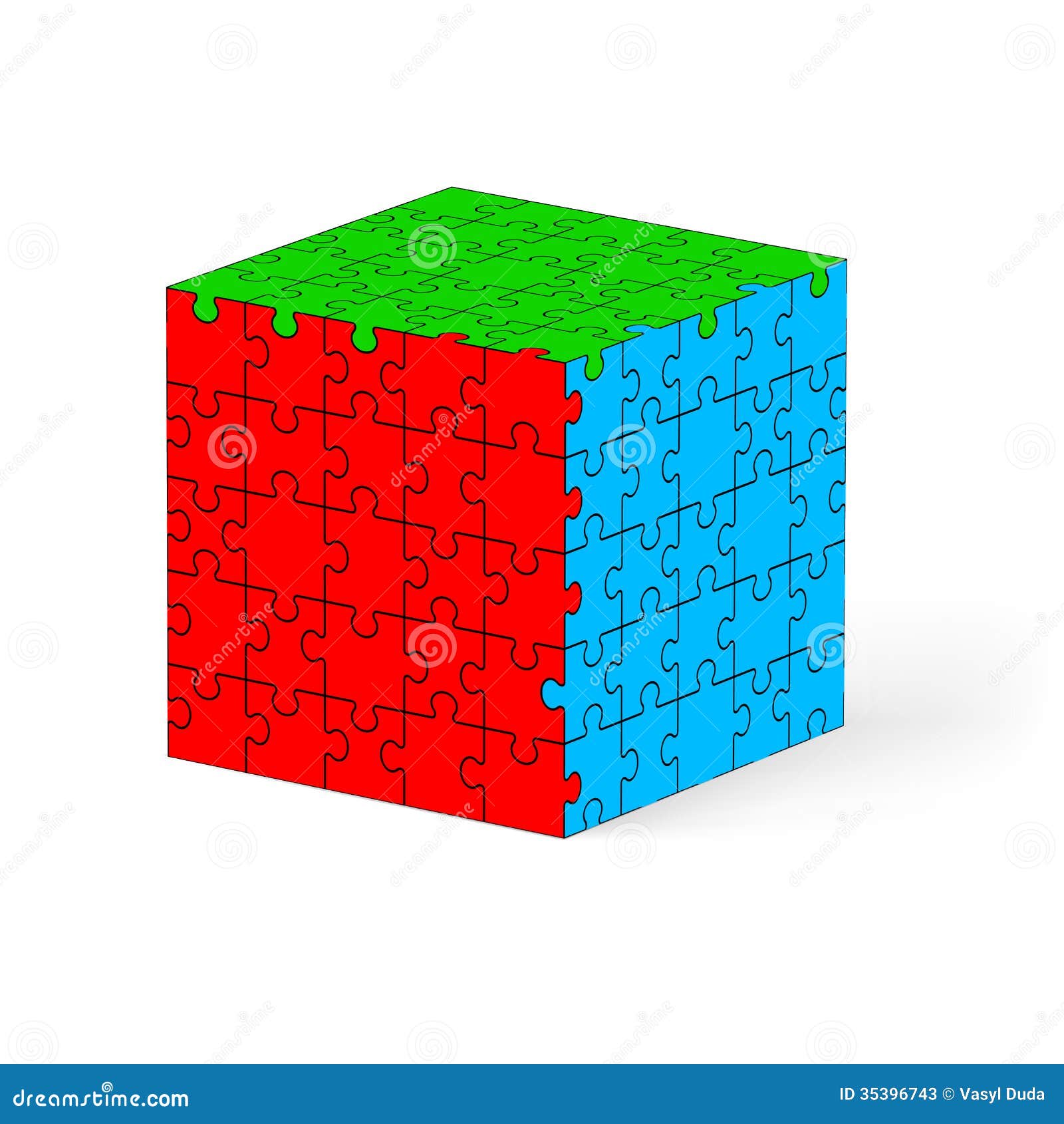 Puzzle cube. stock vector. Illustration of idea, piece - 35396743