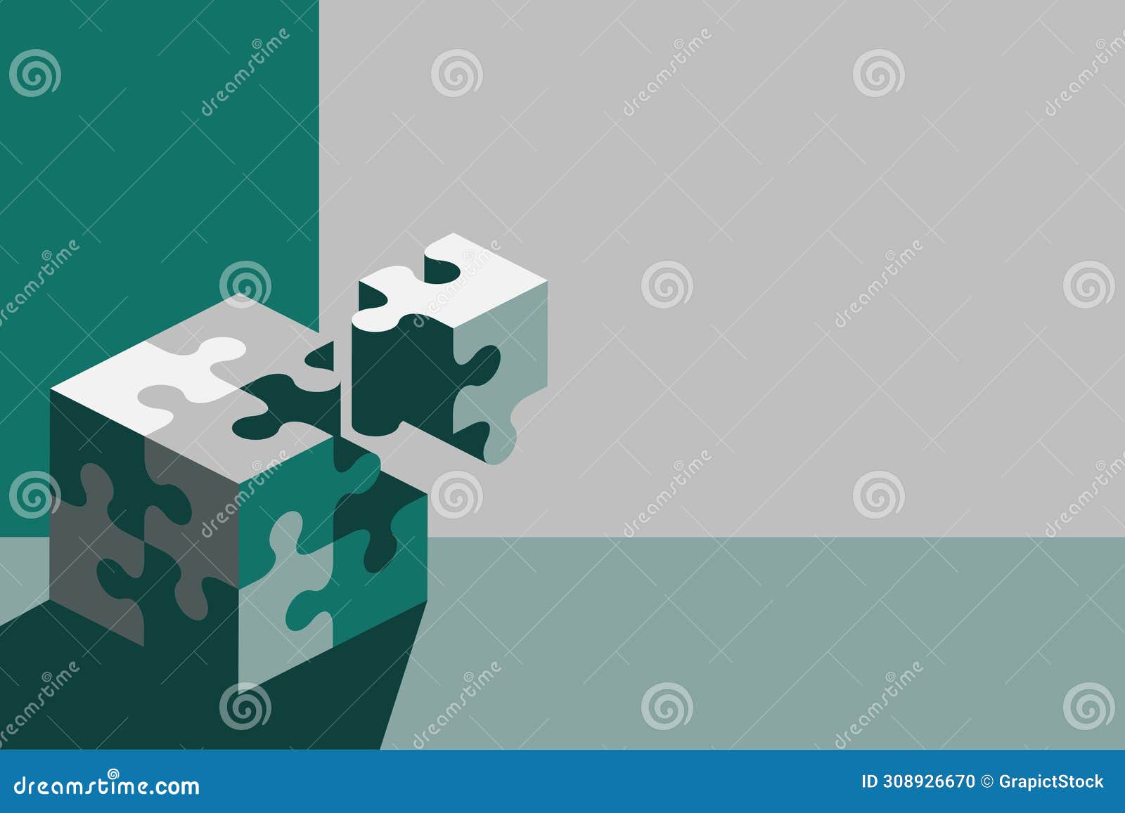 Puzzle Cube Illustration with Blank Space, Infographic Template Stock ...
