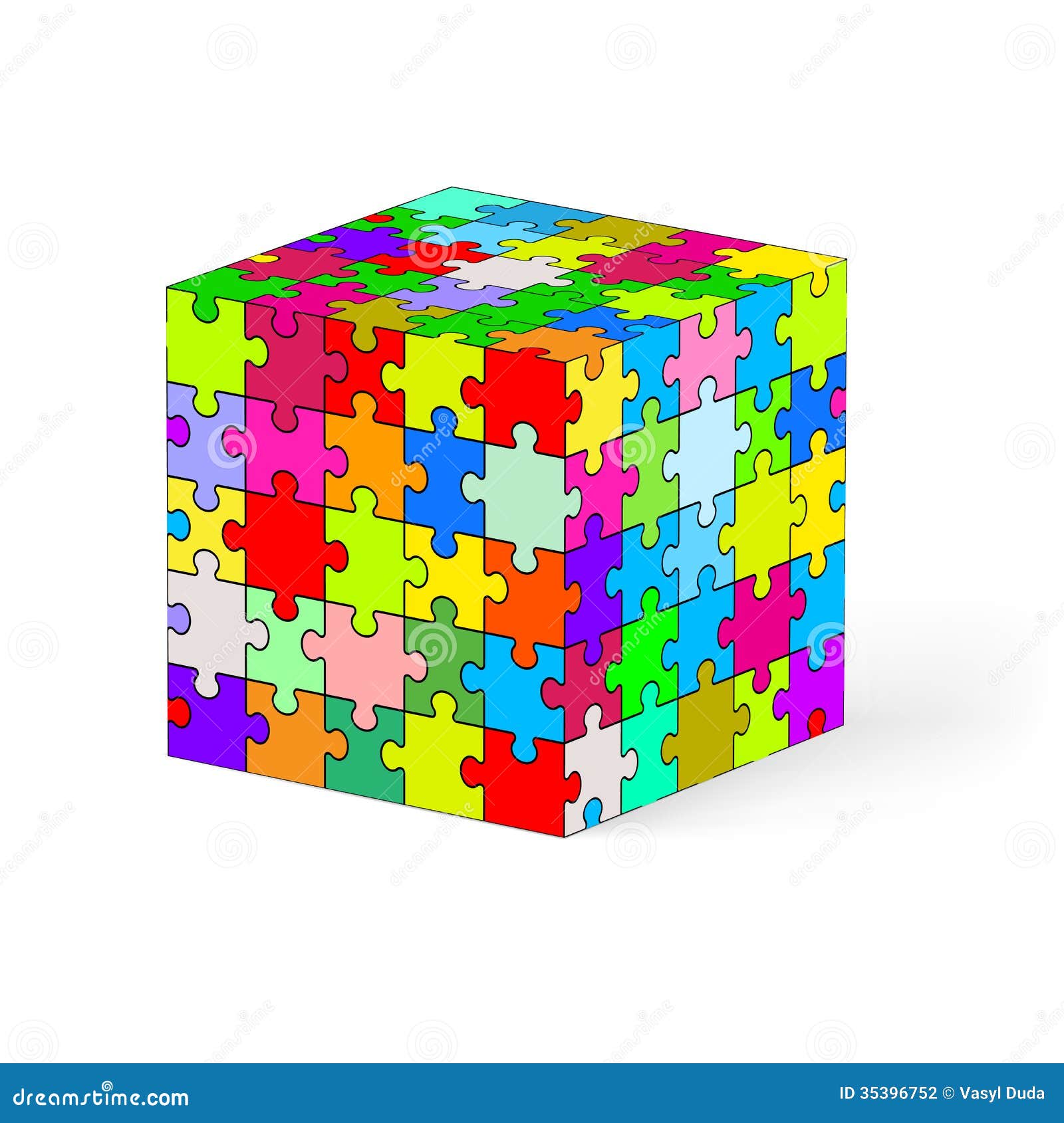 Puzzle cube. stock vector. Illustration of connection - 35396752