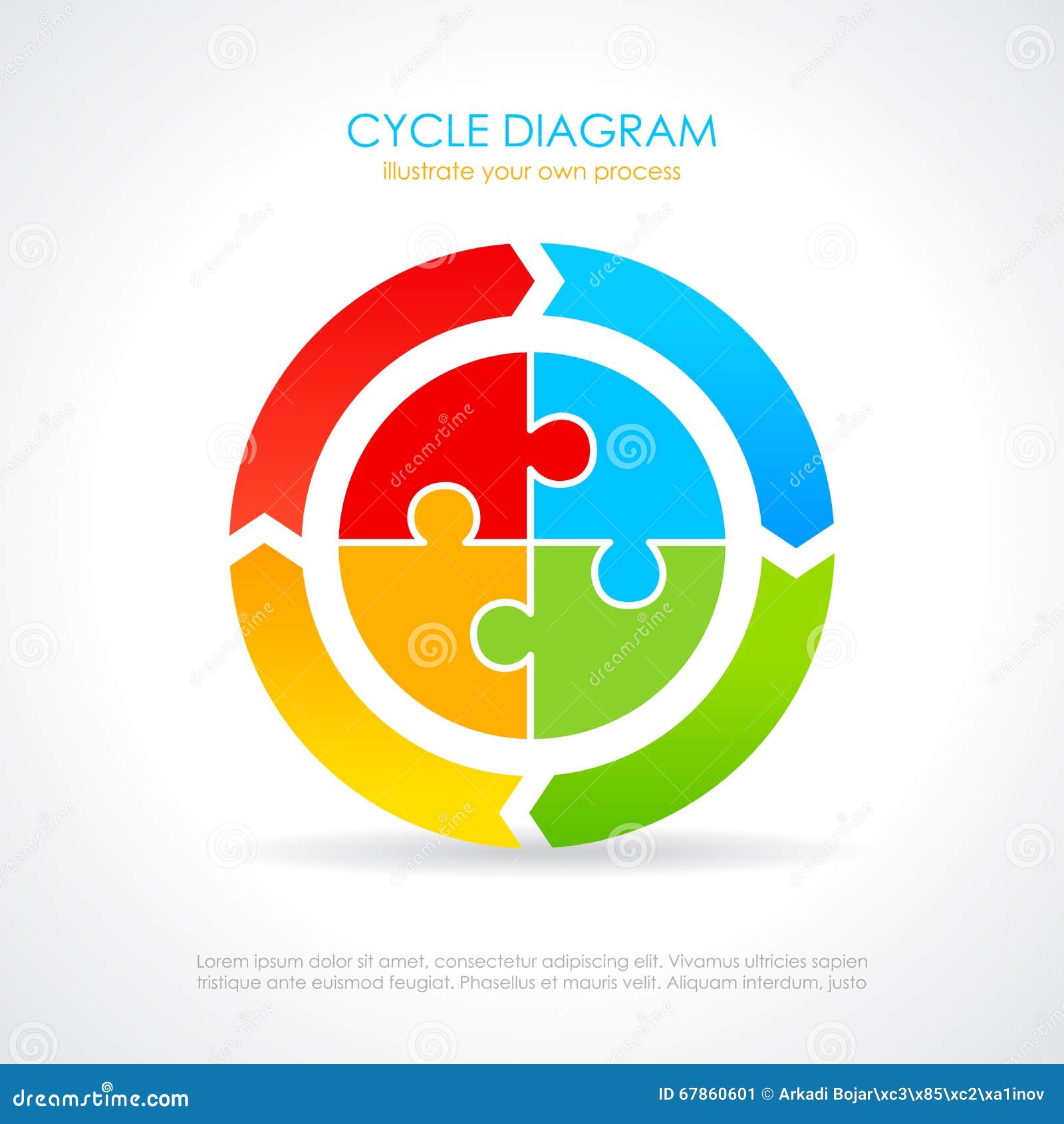 Puzzle cycle diagram stock vector. Illustration of arrows - 67860601