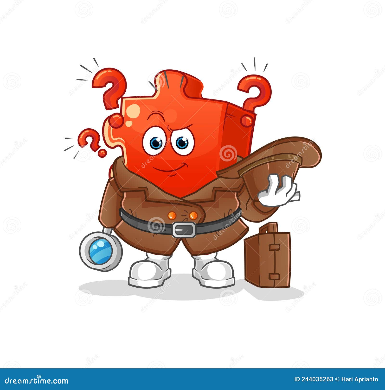 Puzzle Detective Vector. Cartoon Character Stock Vector - Illustration ...