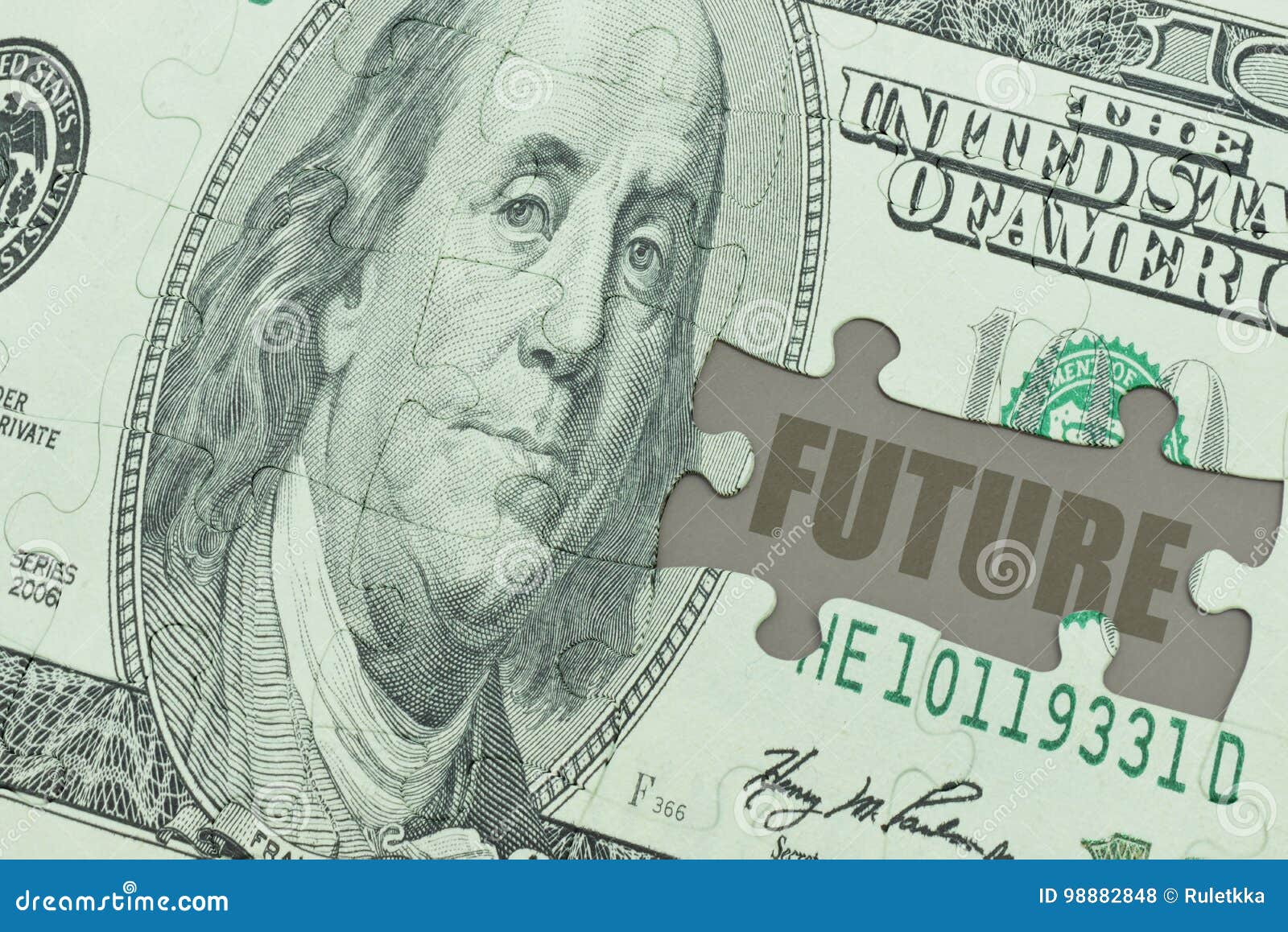 Puzzle with the Dollar Banknote and the Text Future . Stock Photo ...