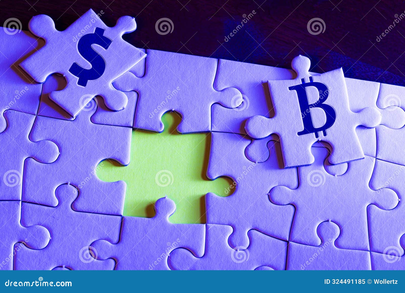 A Puzzle with a Dollar Sign and a Bitcoin on it Stock Image - Image of ...