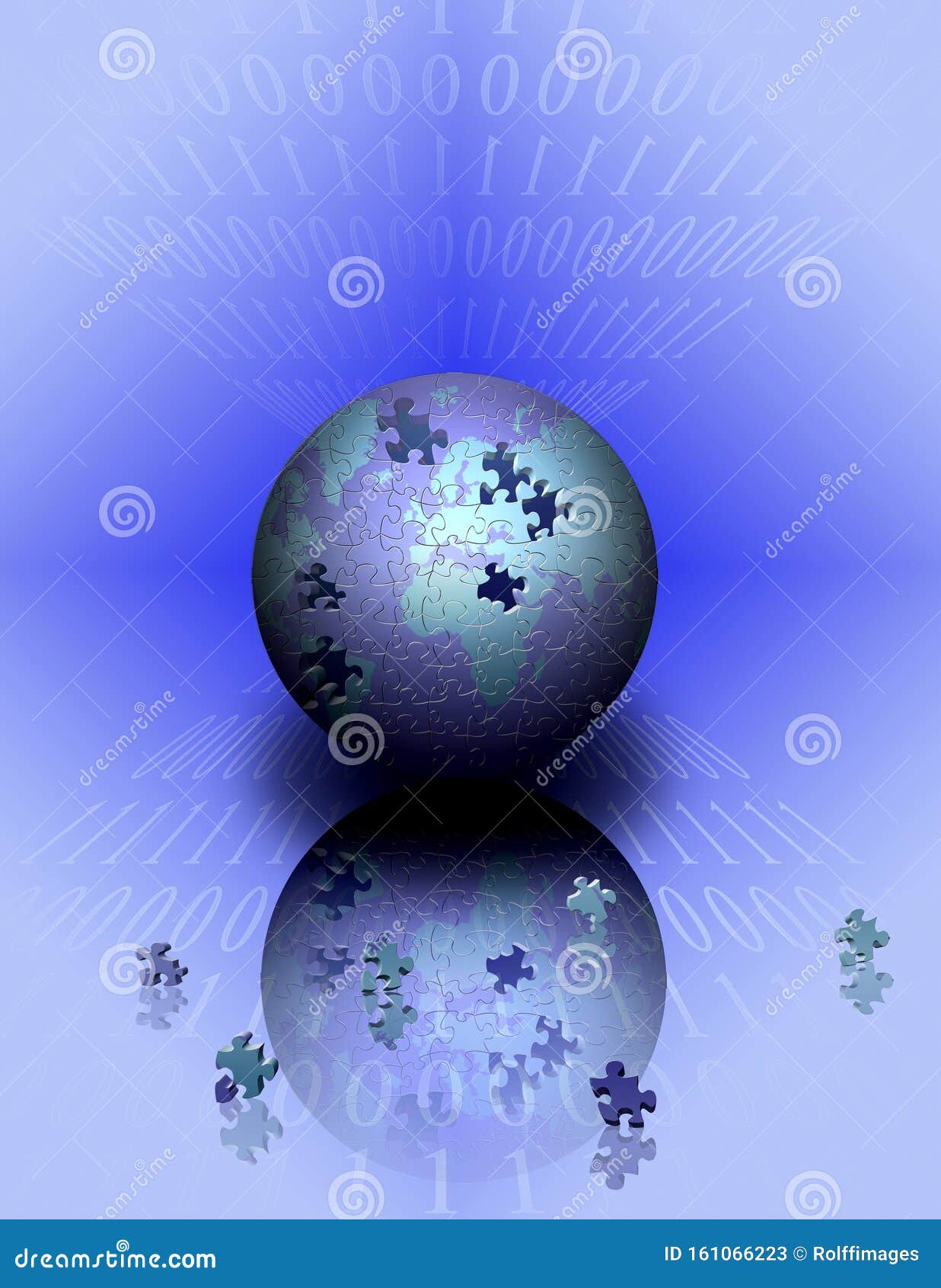 Puzzle Earth and Binary Code Stock Illustration - Illustration of info ...