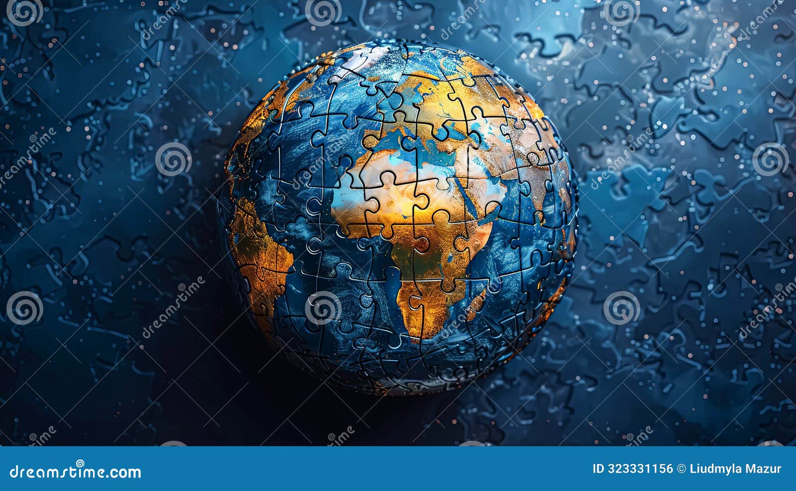 A Puzzle of the Earth with a Blue Background Stock Photo - Image of ...