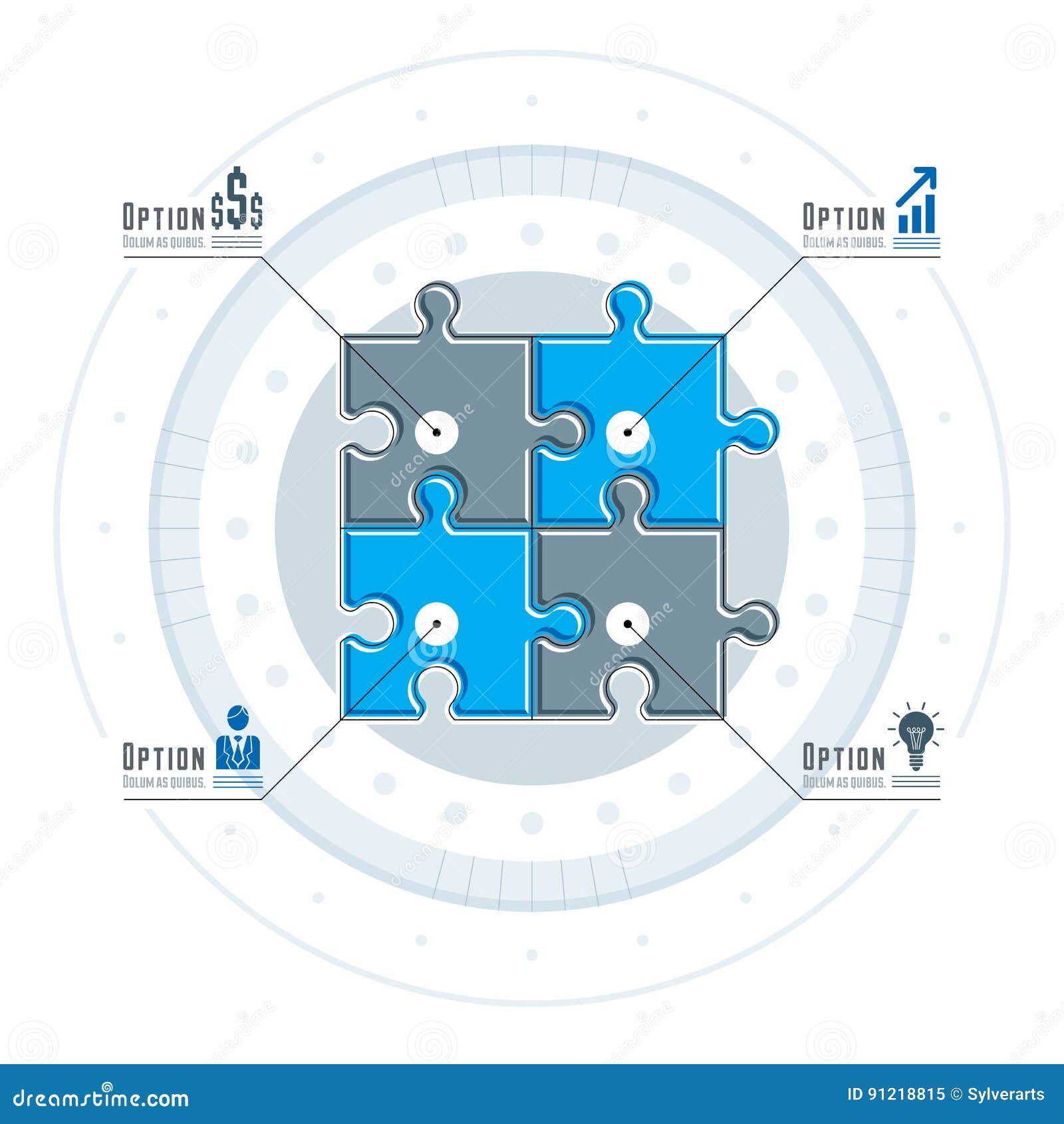 Puzzle Elements Infographic Composition, Layout of Jigsaw Puzzle Stock ...