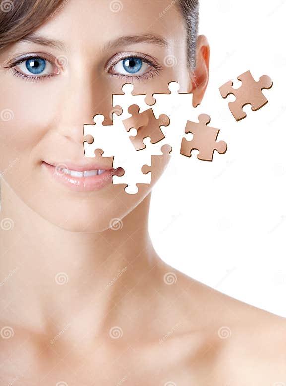 Puzzle Face stock image. Image of blue, plastic, feminine - 11361477
