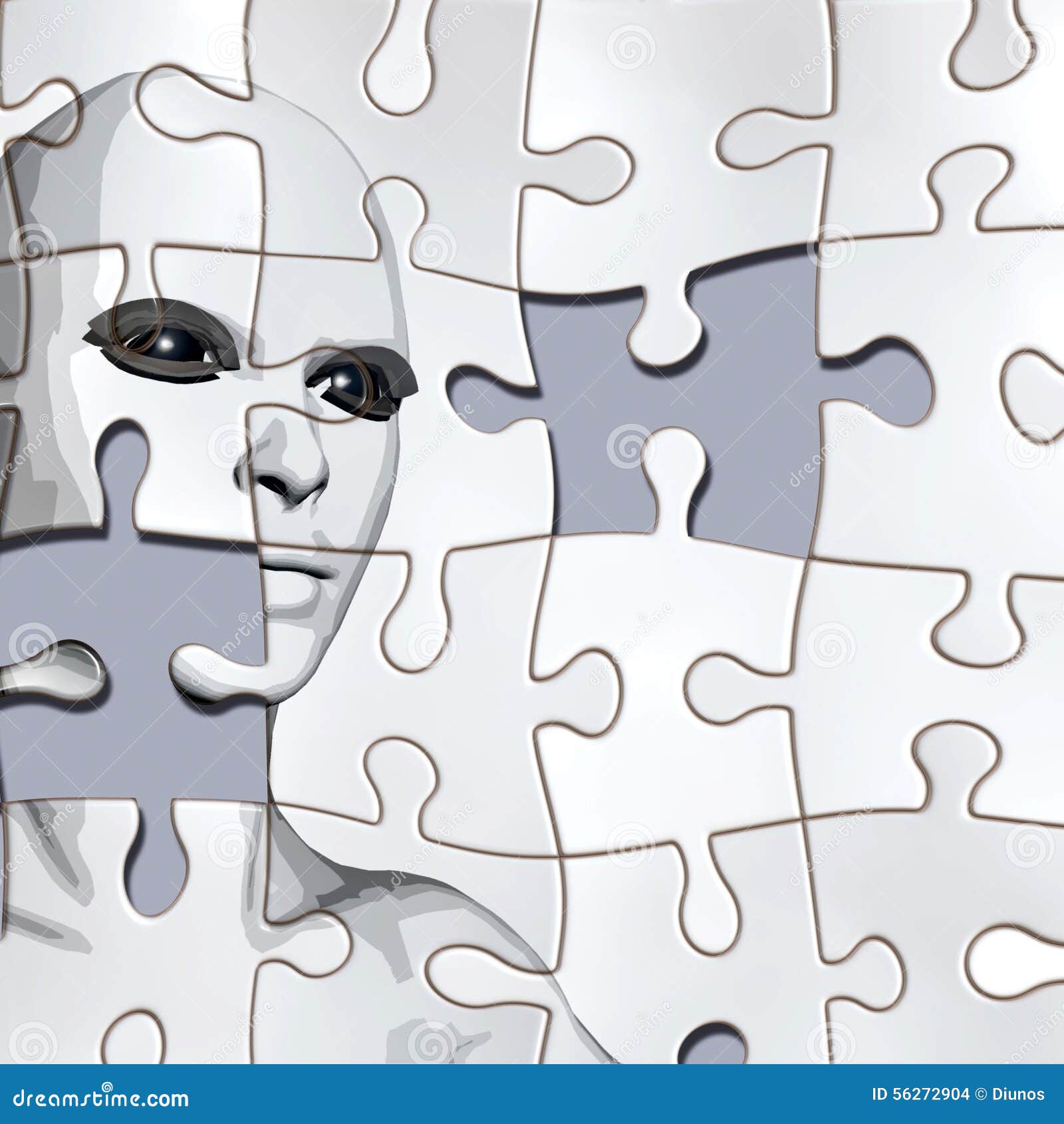 Puzzle with face stock illustration. Illustration of imbalance - 56272904