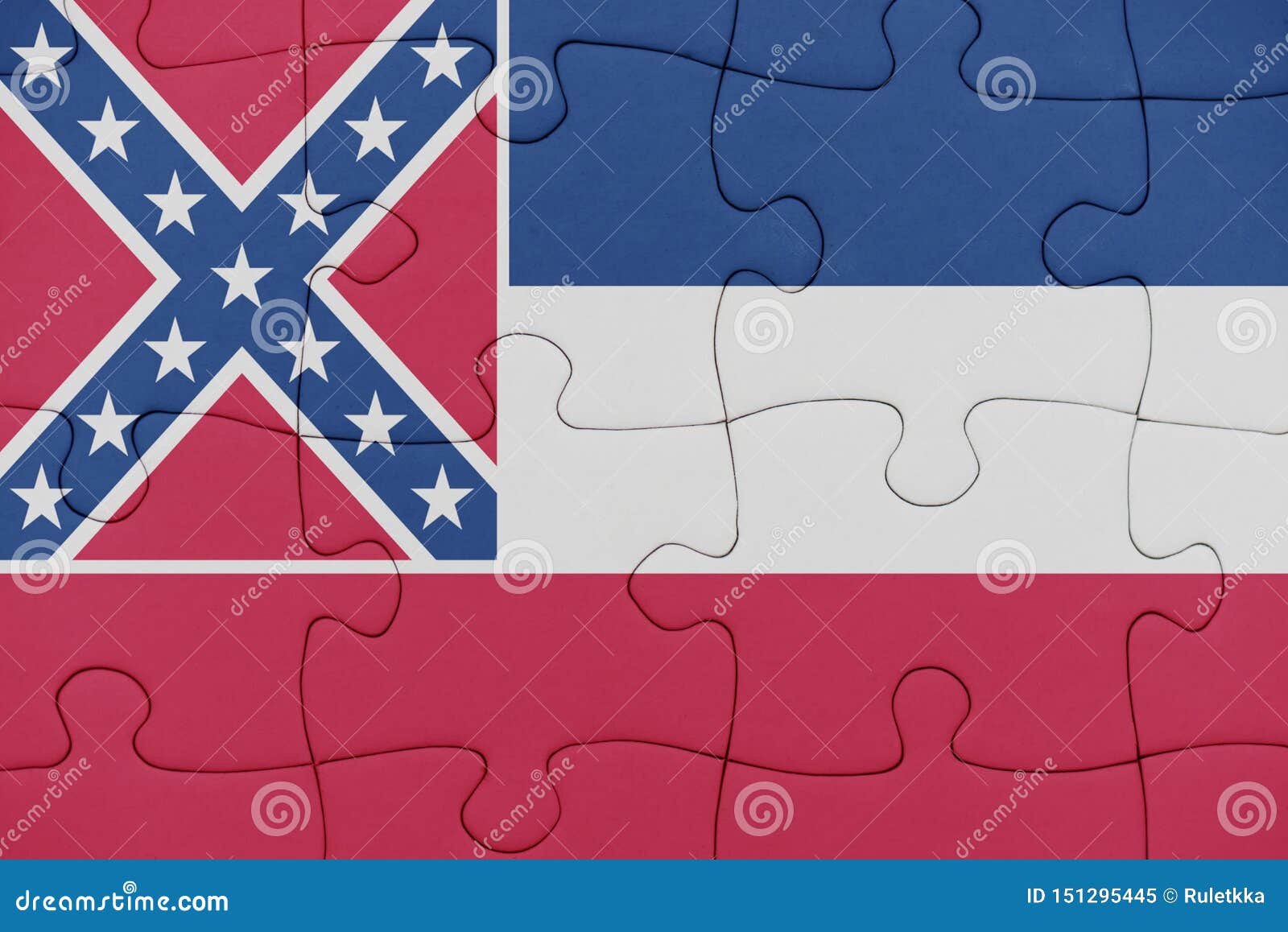 Puzzle with the Flag of Mississippi State Stock Image - Image of north ...