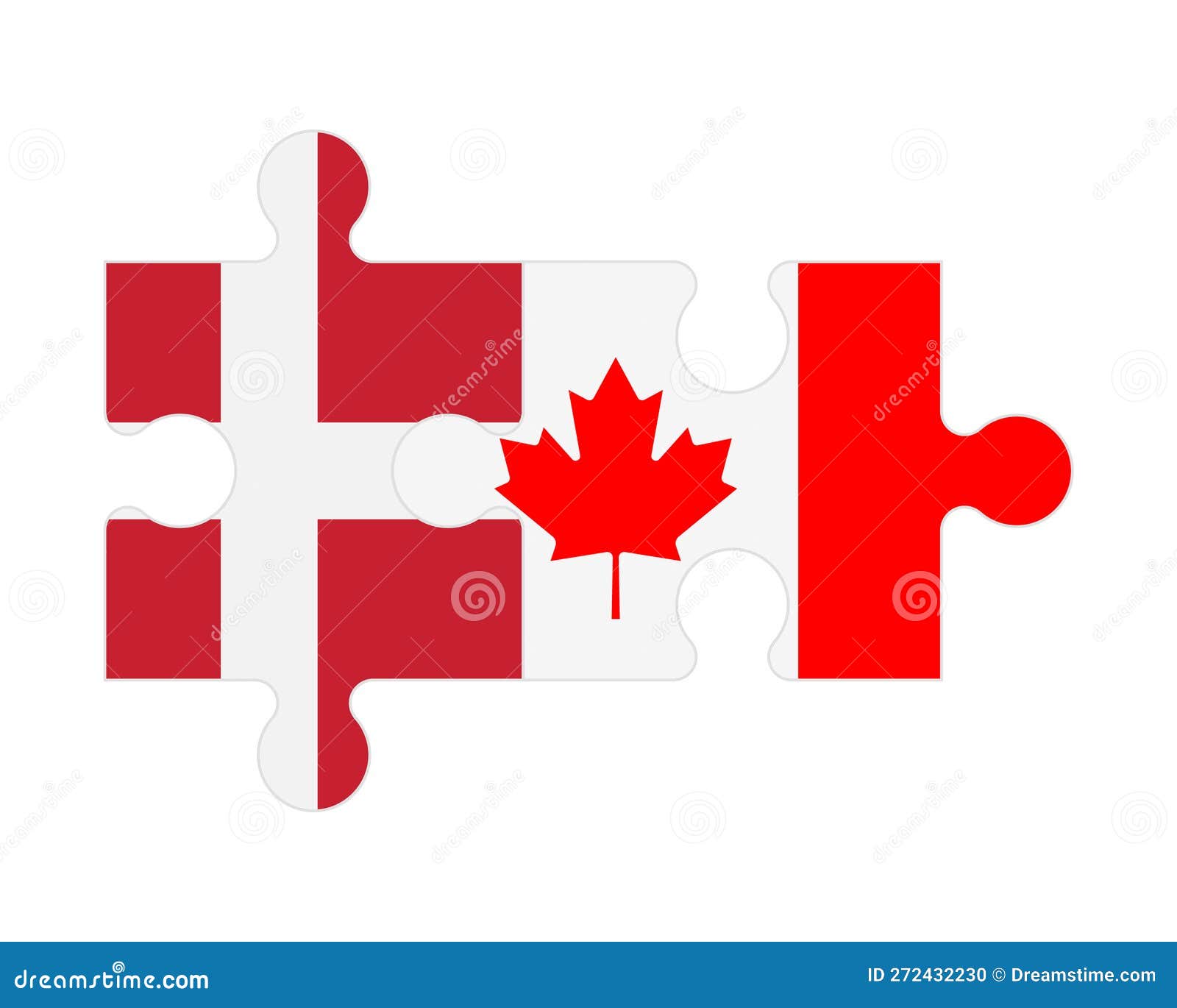 Denmark And Canada Flags Crossed And Waving Flat Style. Official ...