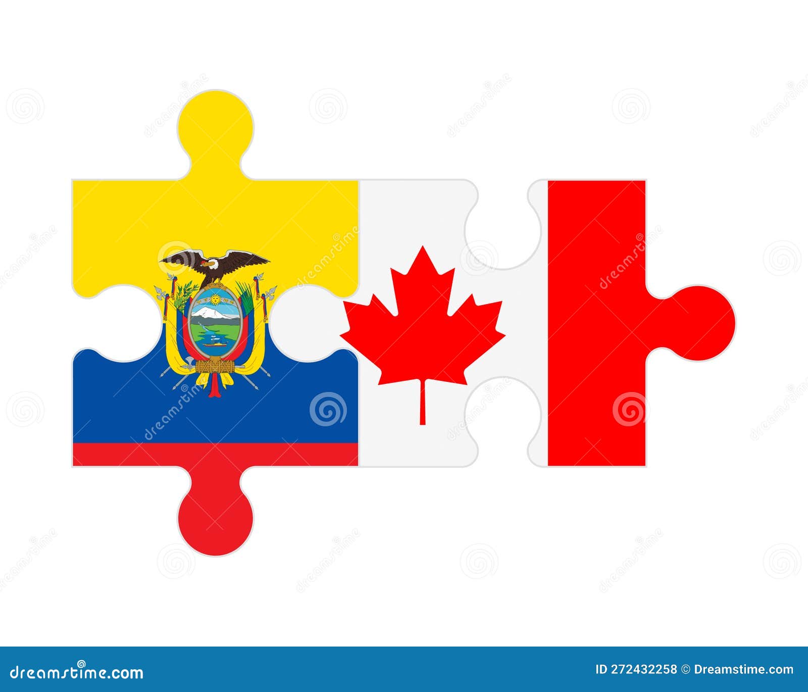 Ecuador And Canada Flags Together Paper Texture Illustration Royalty ...