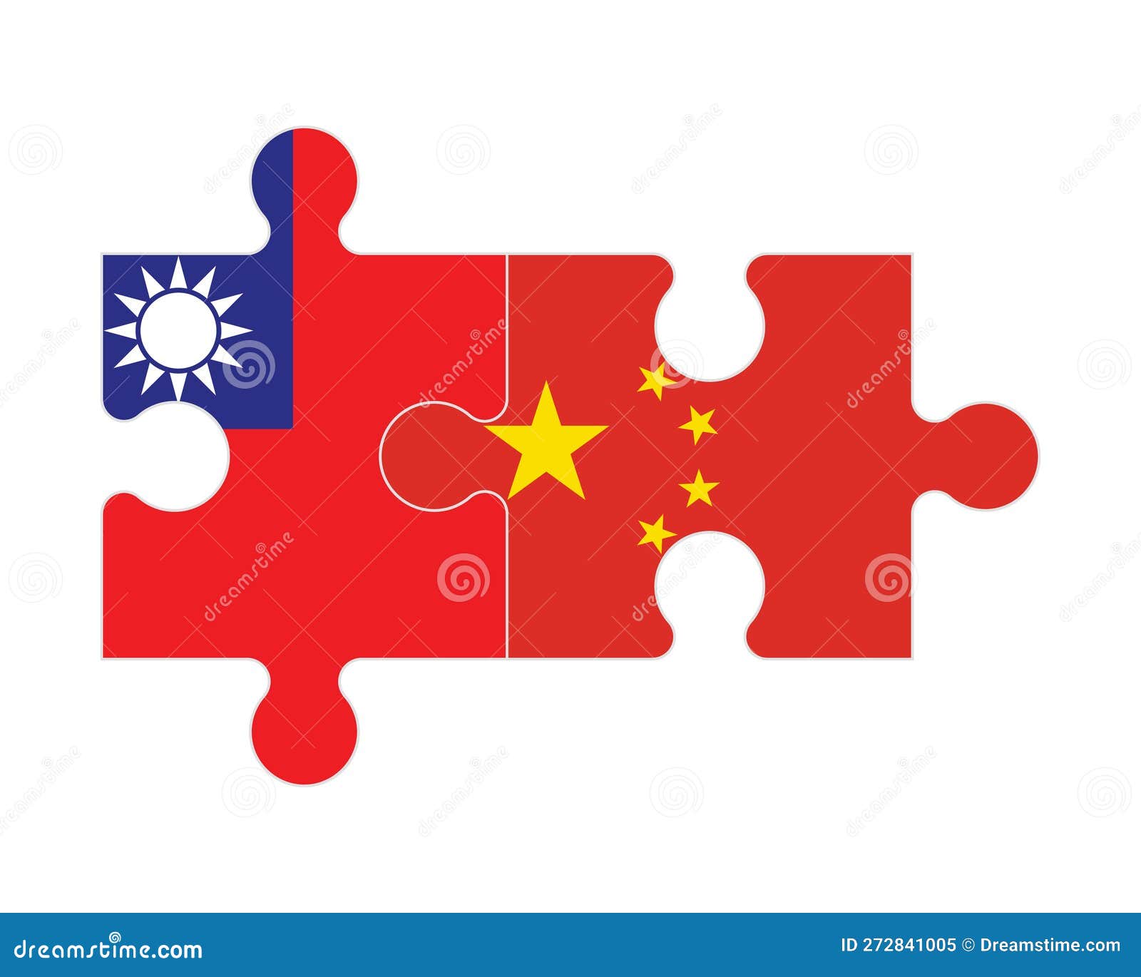 Flags Of Taiwan And USA Waving With Cloudy Blue Sky Background, 3D ...