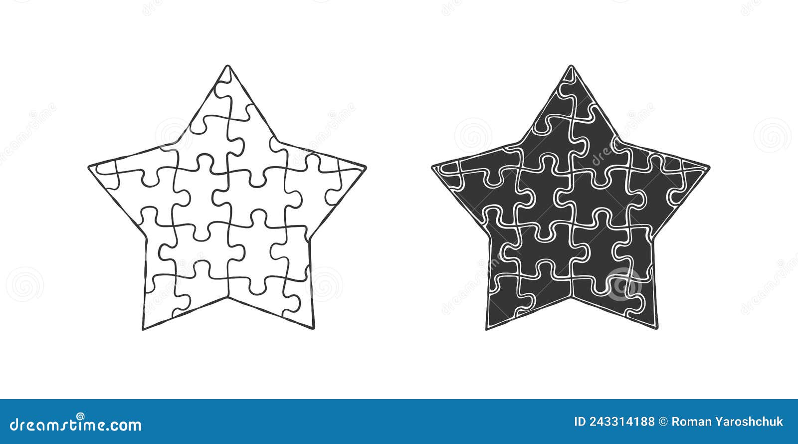 Puzzle in the Form of a Star. a Hand-drawn Puzzle Stock Vector ...