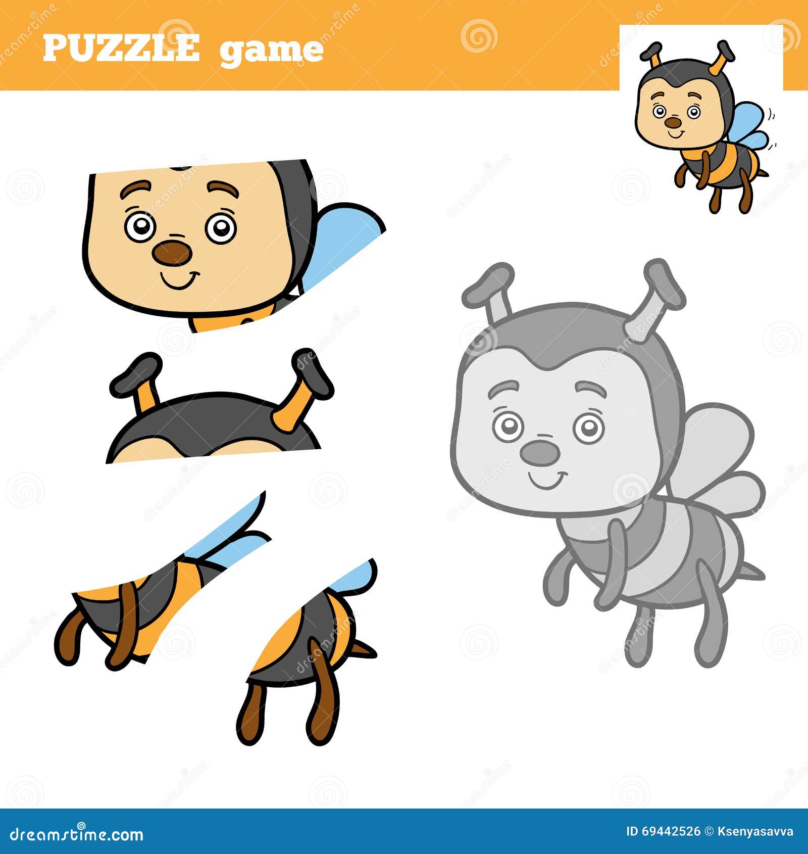 Puzzle Game for Children, Bee Stock Vector - Illustration of sting ...