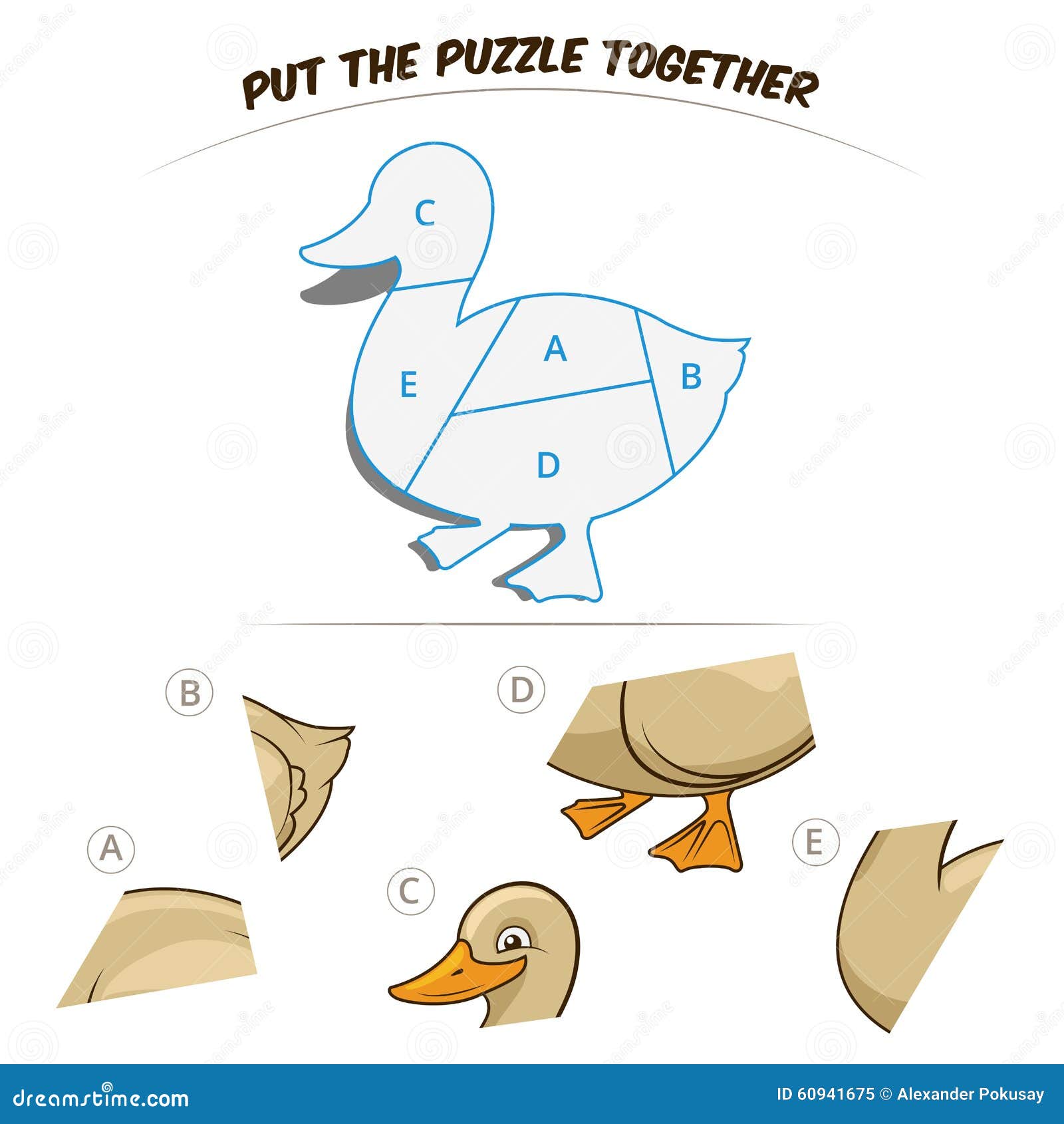Puzzle game for duck stock vector. Illustration of child - 60941675