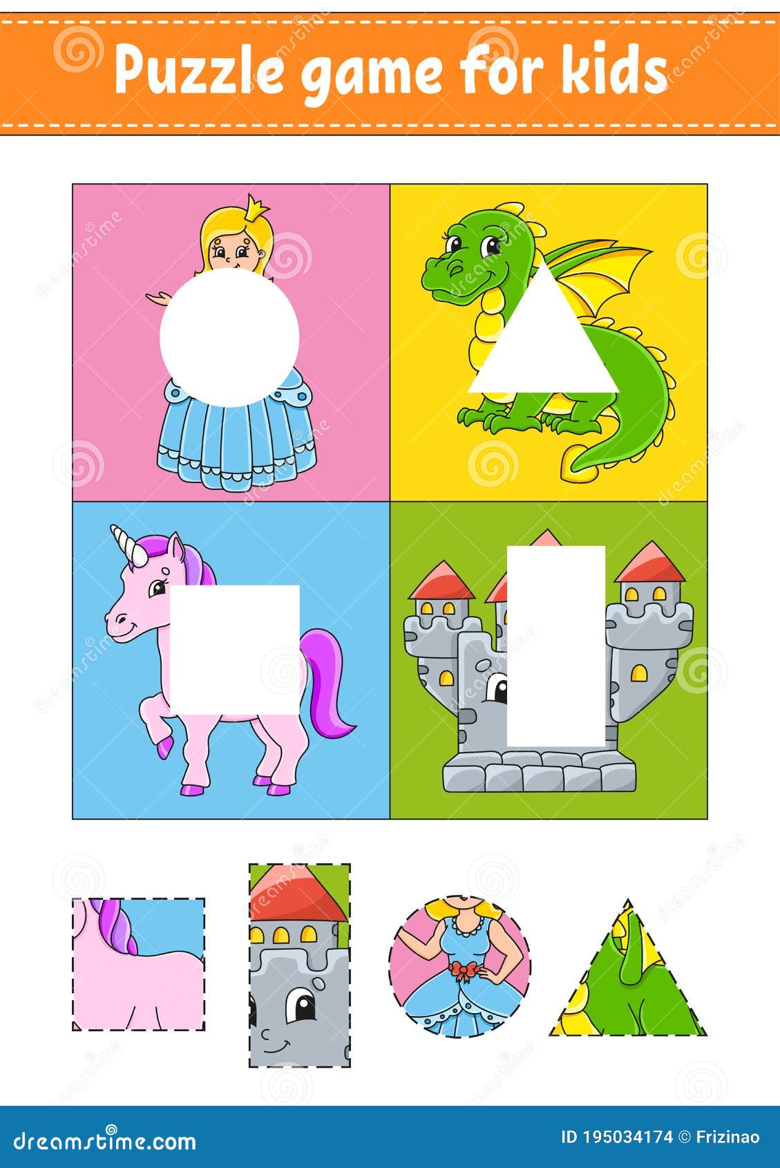 Puzzle Game for Kids. Cut and Paste. Cutting Practice. Learning Shapes ...