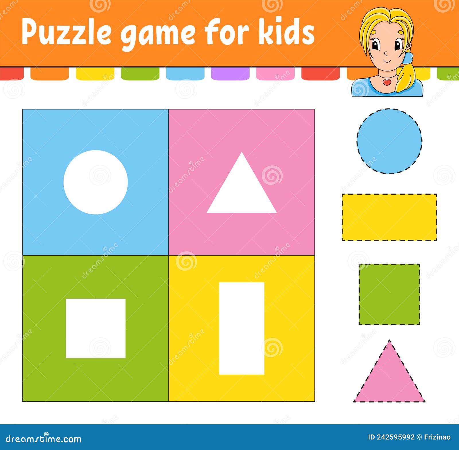 Puzzle Game for Kids. Cut and Paste. Cutting Practice. Learning Shapes ...