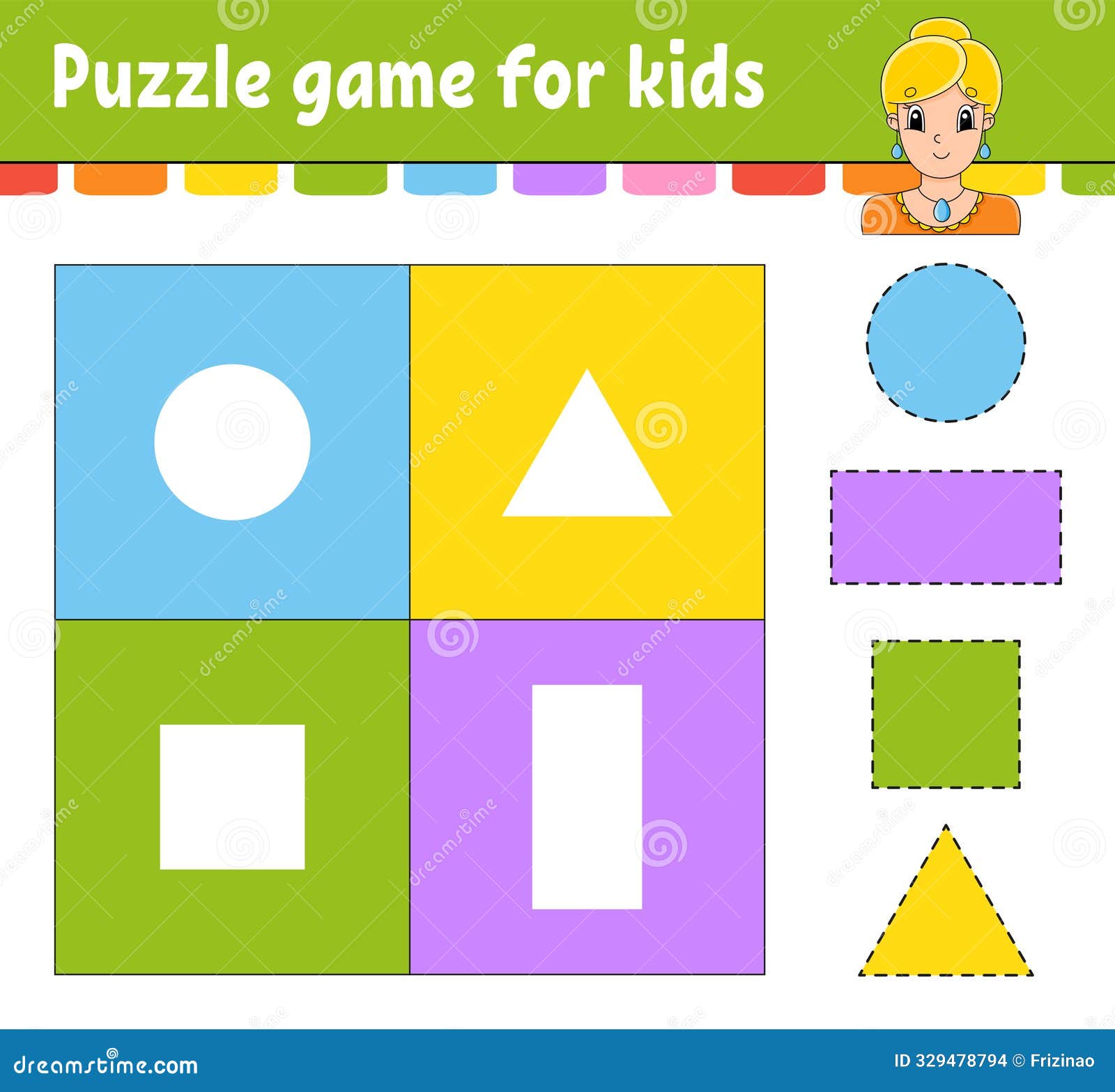 Puzzle Game for Kids. Cut and Paste. Cutting Practice. Learning Shapes ...