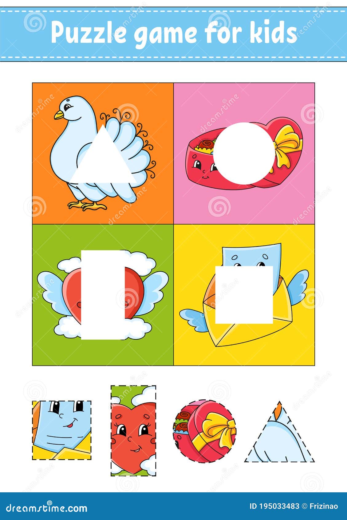 Puzzle Game for Kids. Cut and Paste. Cutting Practice. Learning Shapes ...