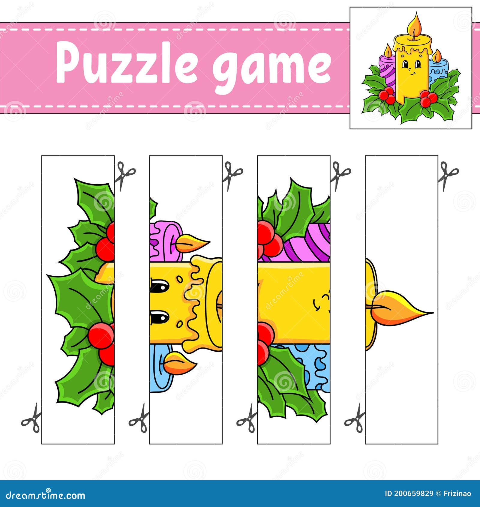 Puzzle Game for Kids. Cutting Practice. Christmas Theme. Education ...