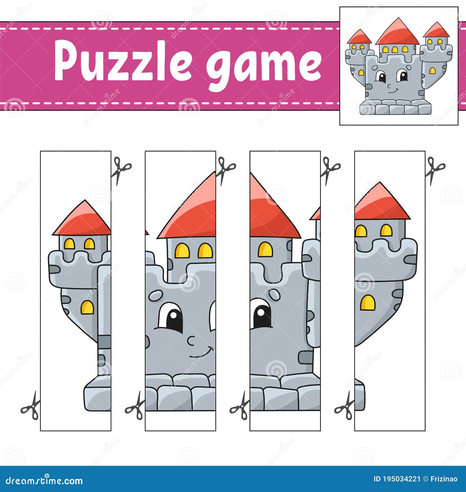 Puzzle Game For Kids. Cutting Practice. Education Developing Worksheet ...