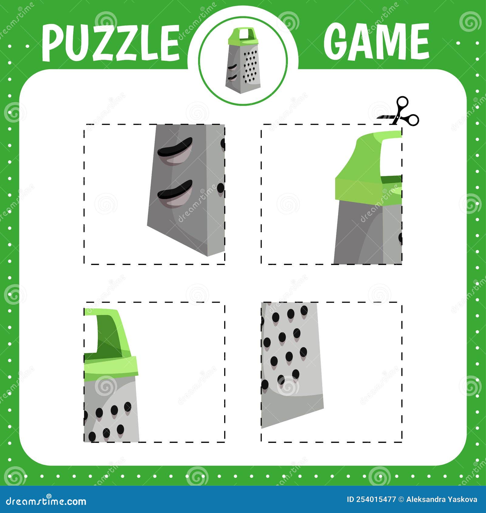 Puzzle Game for Kids. Cutting Practice. Education Developing Worksheet ...