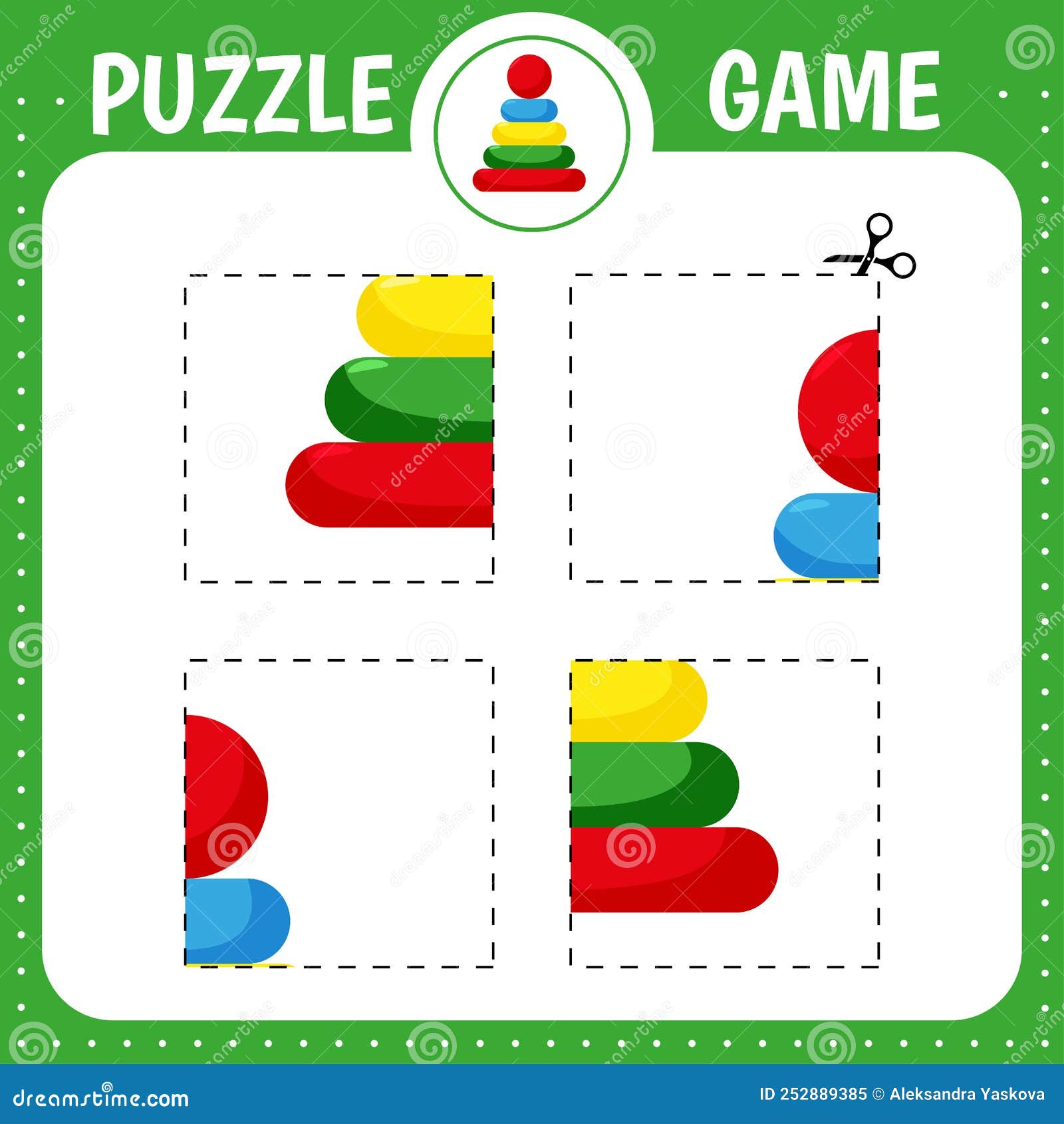 Puzzle Game For Kids. Cutting Practice. Education Worksheet. Activity ...