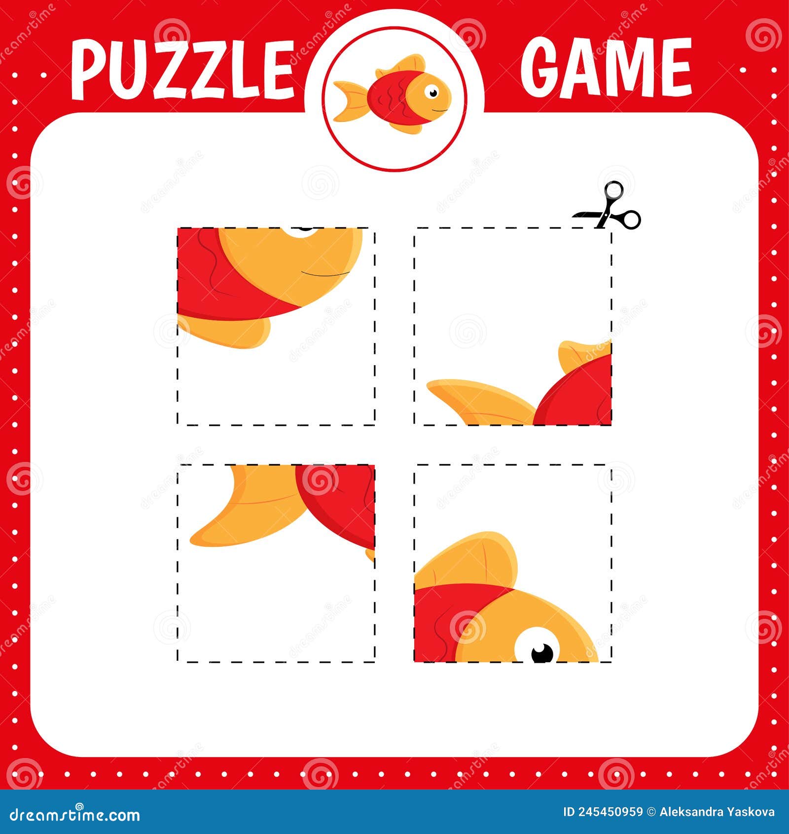 Puzzle game for kids. Fish stock vector. Illustration of kindergarten ...